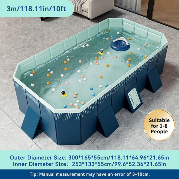 Utibia Foldable Swimming Pool, Rectangular Above Ground Swimming Pool for Outdoor Family Square ...